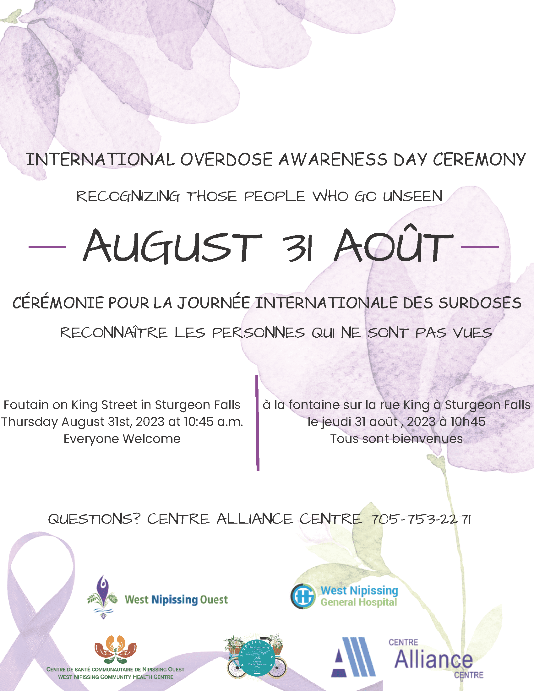 International Overdose Awareness Day Ceremony - Centre de santé ...